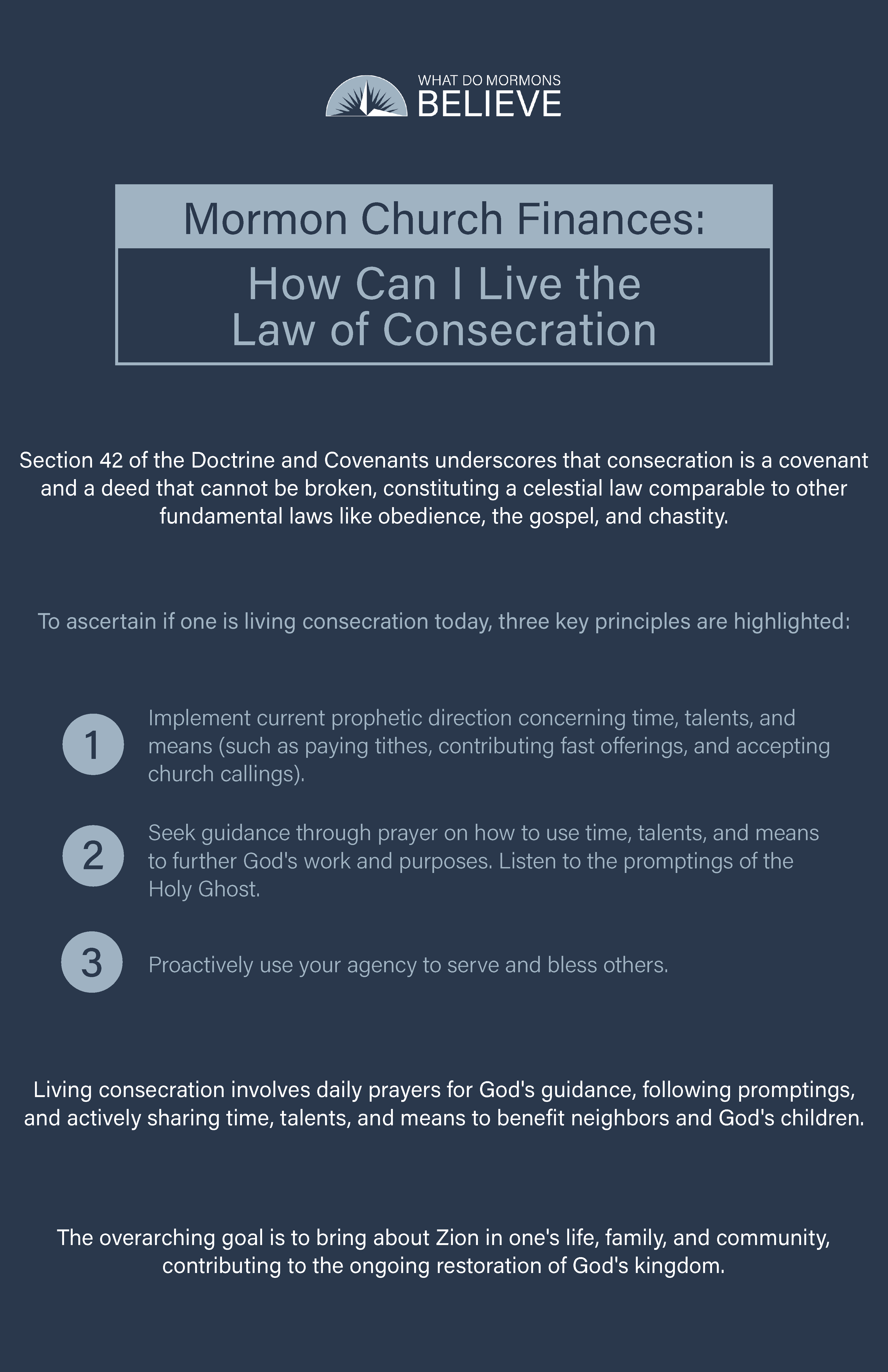 Mormon Church Finances: How Can I Live the Law of Consecration