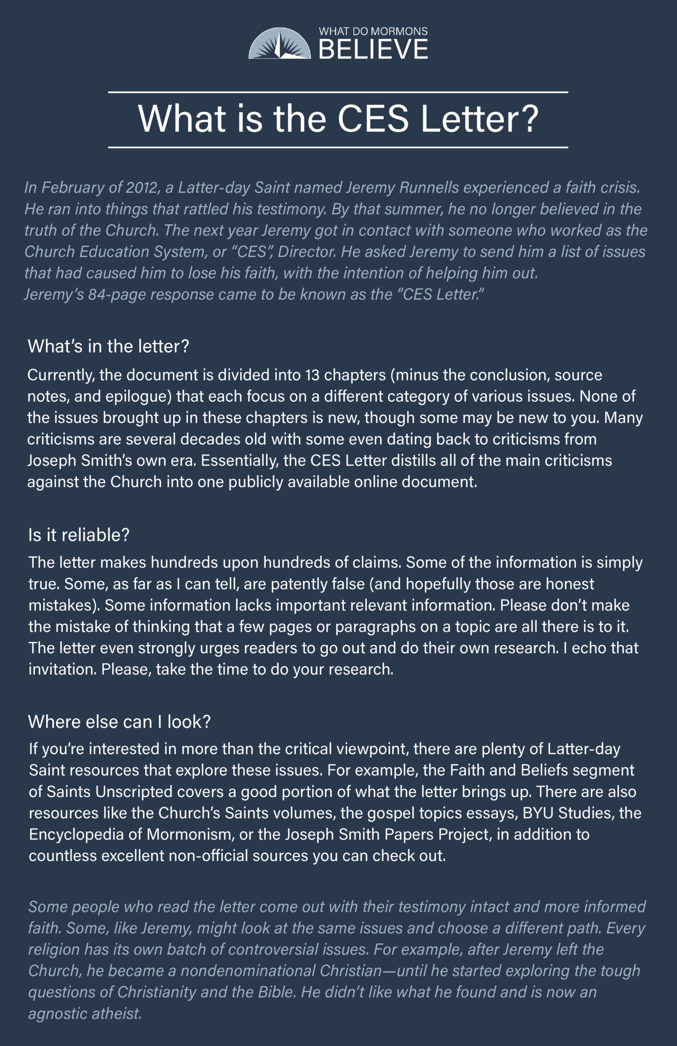 CES Letter Mormon: What is the CES Letter?