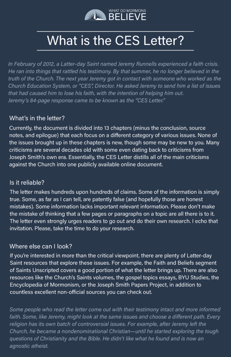 CES Letter Mormon: What is the CES Letter?